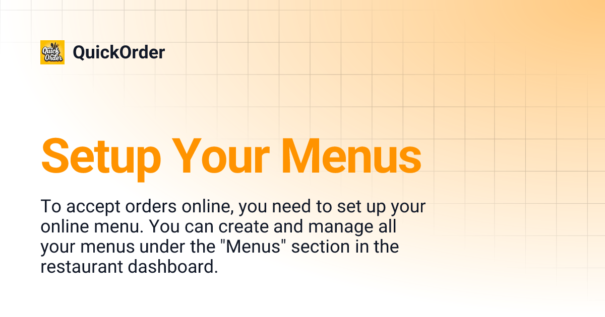 Setup Your Menus | QuickOrder